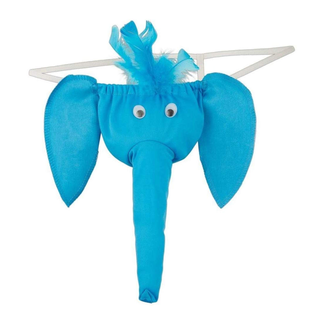 Herren Gag String Elefant S-L Blau mit Rüssel 20cm – Bilitas